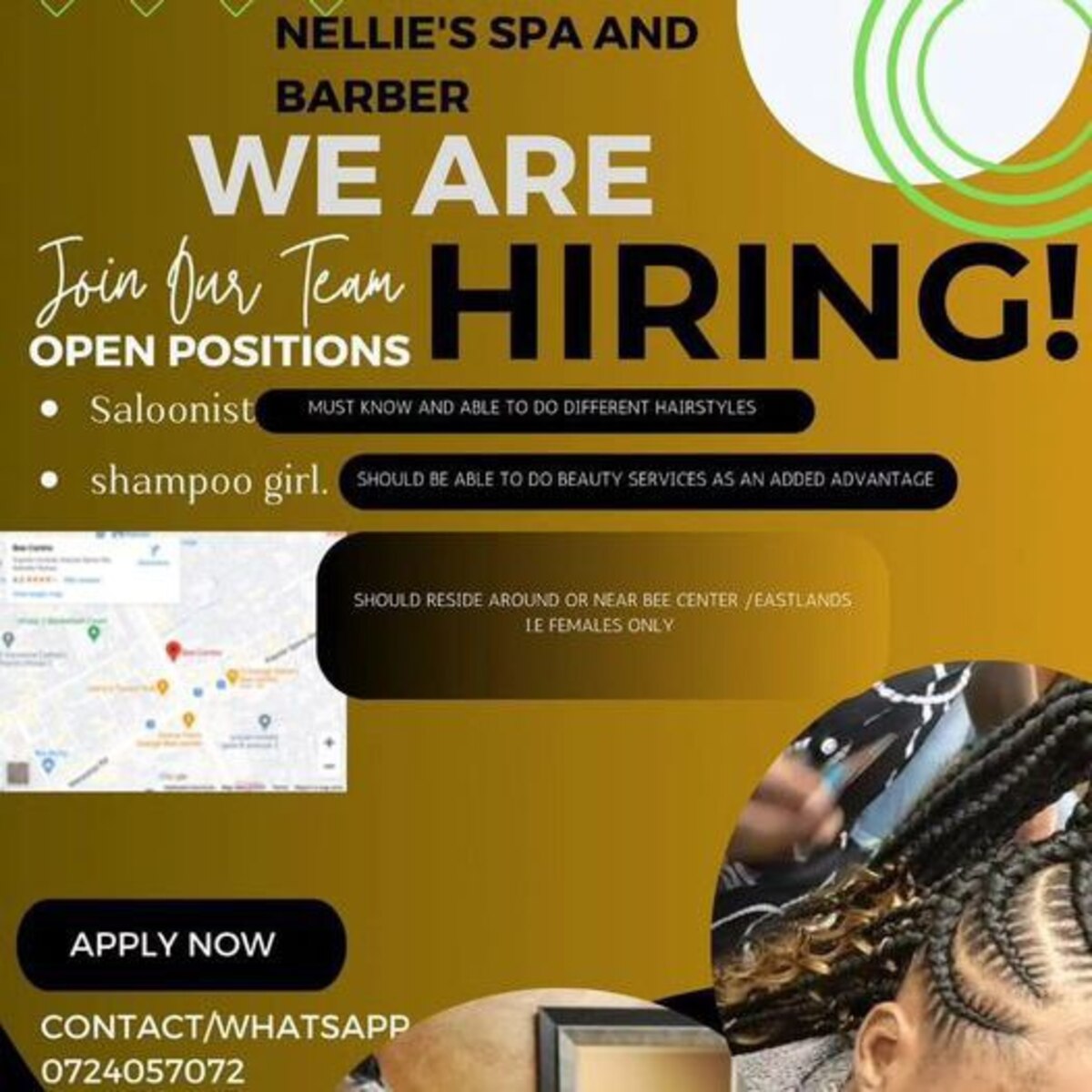Saloonist & Shampoo Girl - Eastlands, Nairobi | Nellie's Spa And Barber